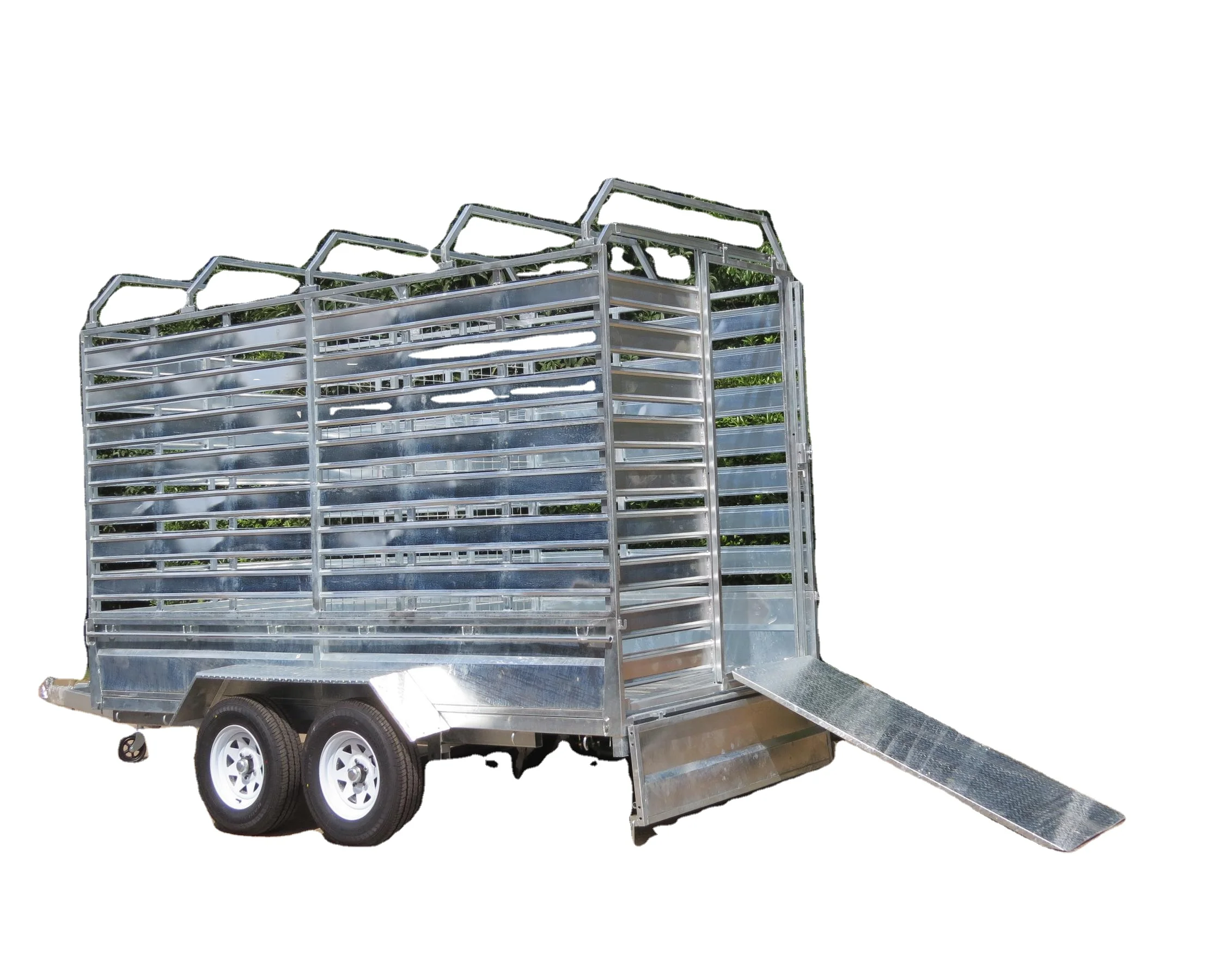 10ftx6ft Cage Trailer Limited Weight 5 Tons Easy To Load Animals Ramp ...