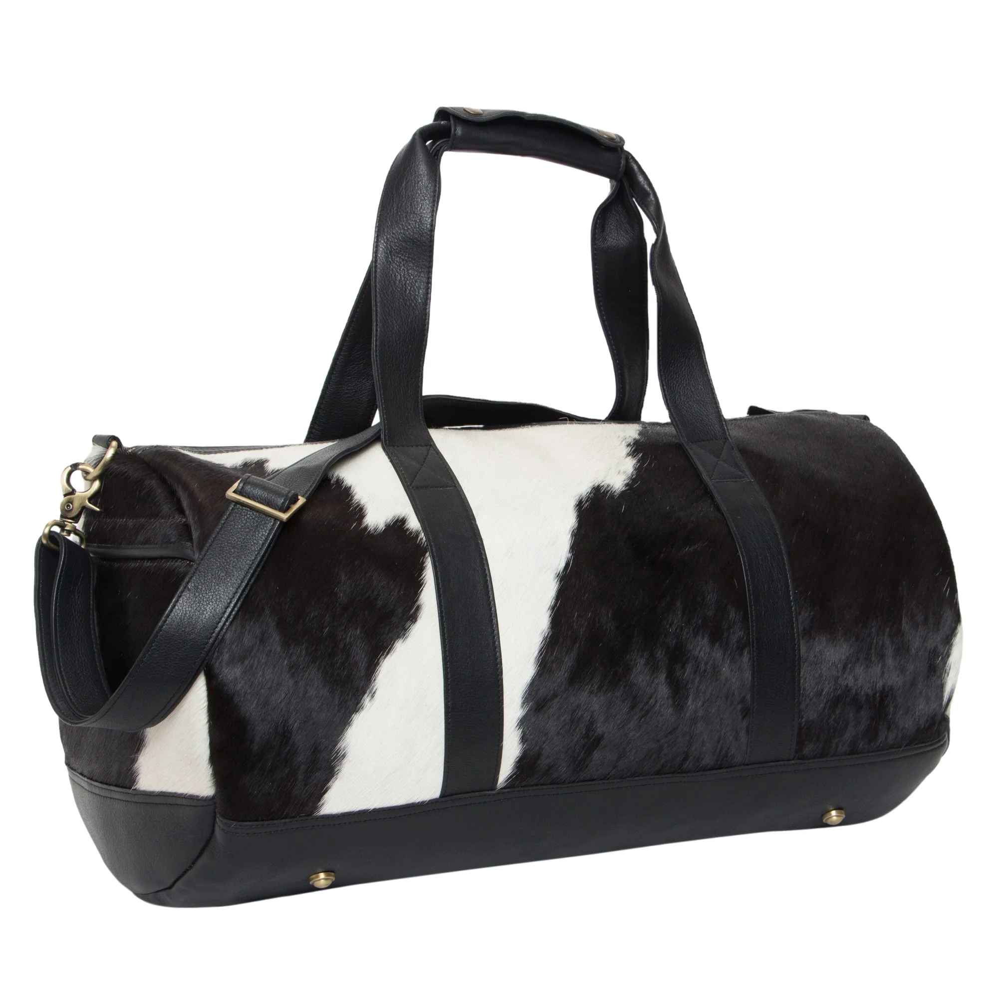 Cowhide Duffle Bag Black White Cowhide Duffle Bag & Genuine Cow Hide ...