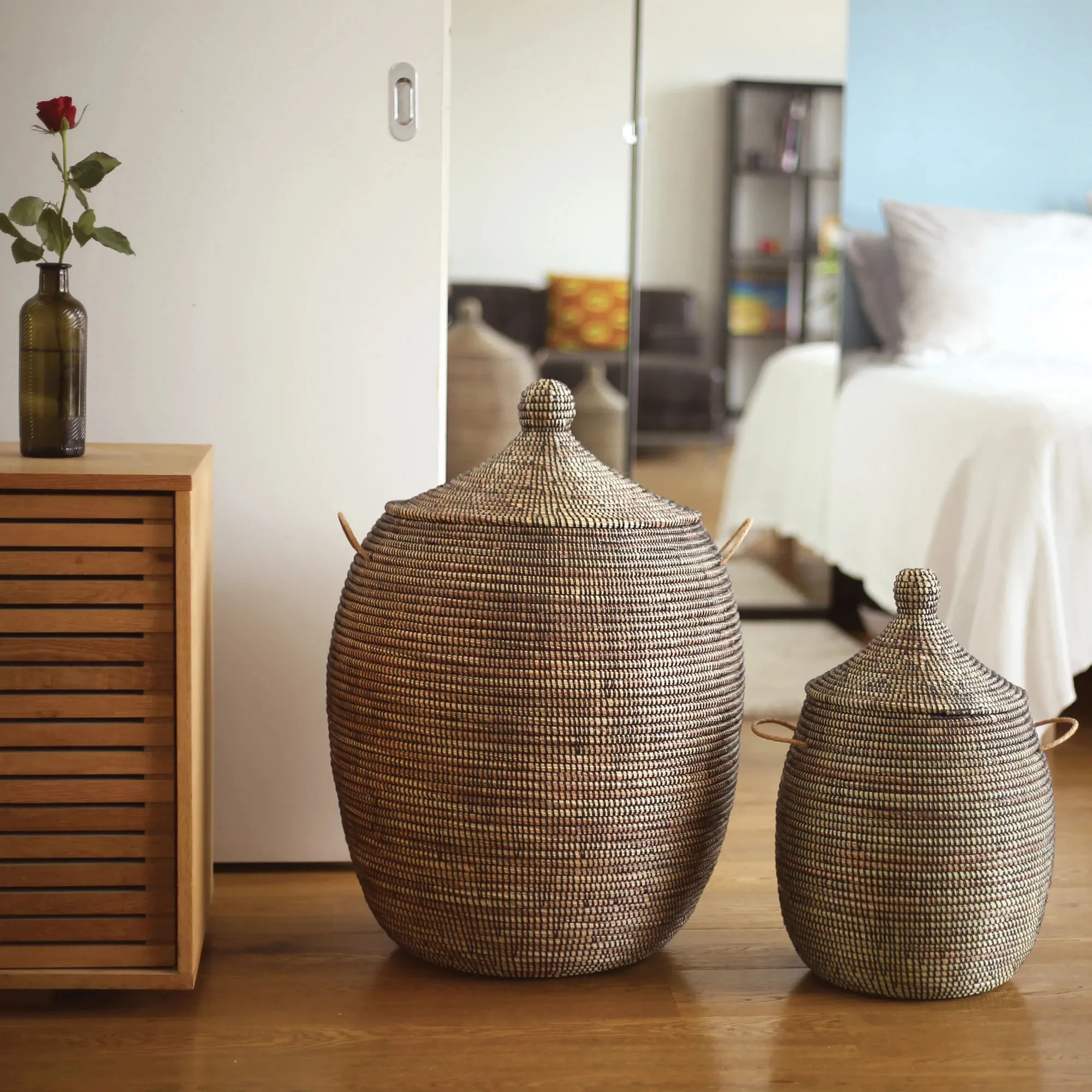Large Sea Grass Straw Laundry Basket Home Organizer Storage Bin Eco ...