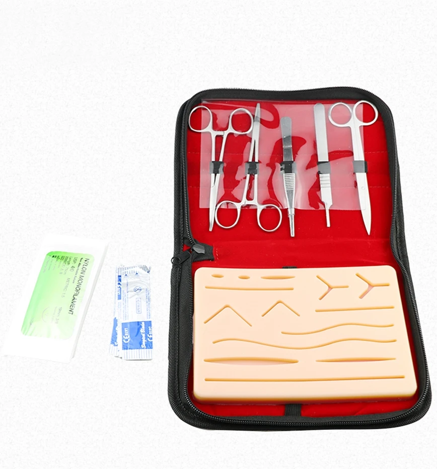 Surgical Suture Training Kit Skin Operate Suture Practice Model Training Pad Needle Scissors ...