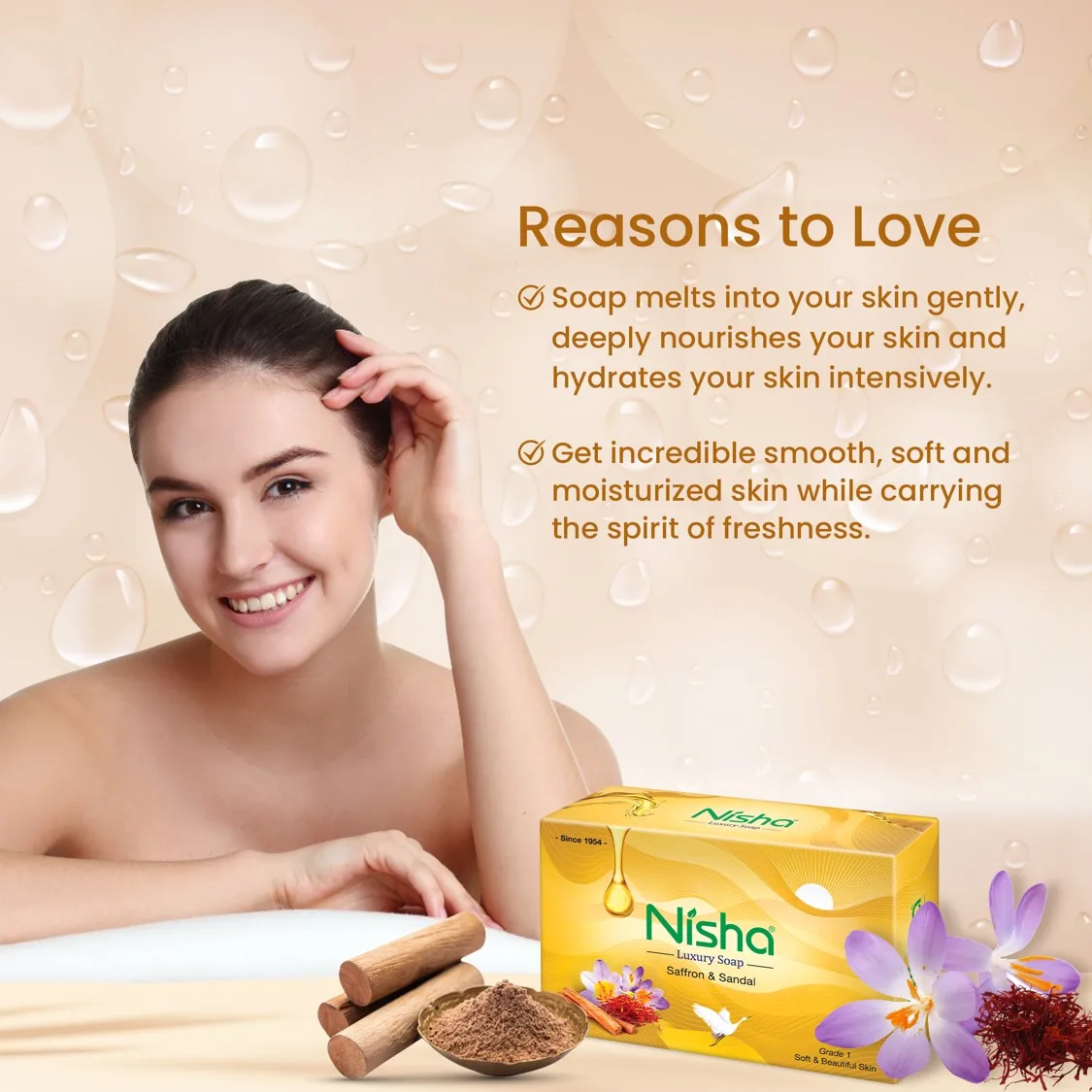 Bath Soap Bar For Soft & Beautiful Skin 100gm Scent Saffron & Sandal ...