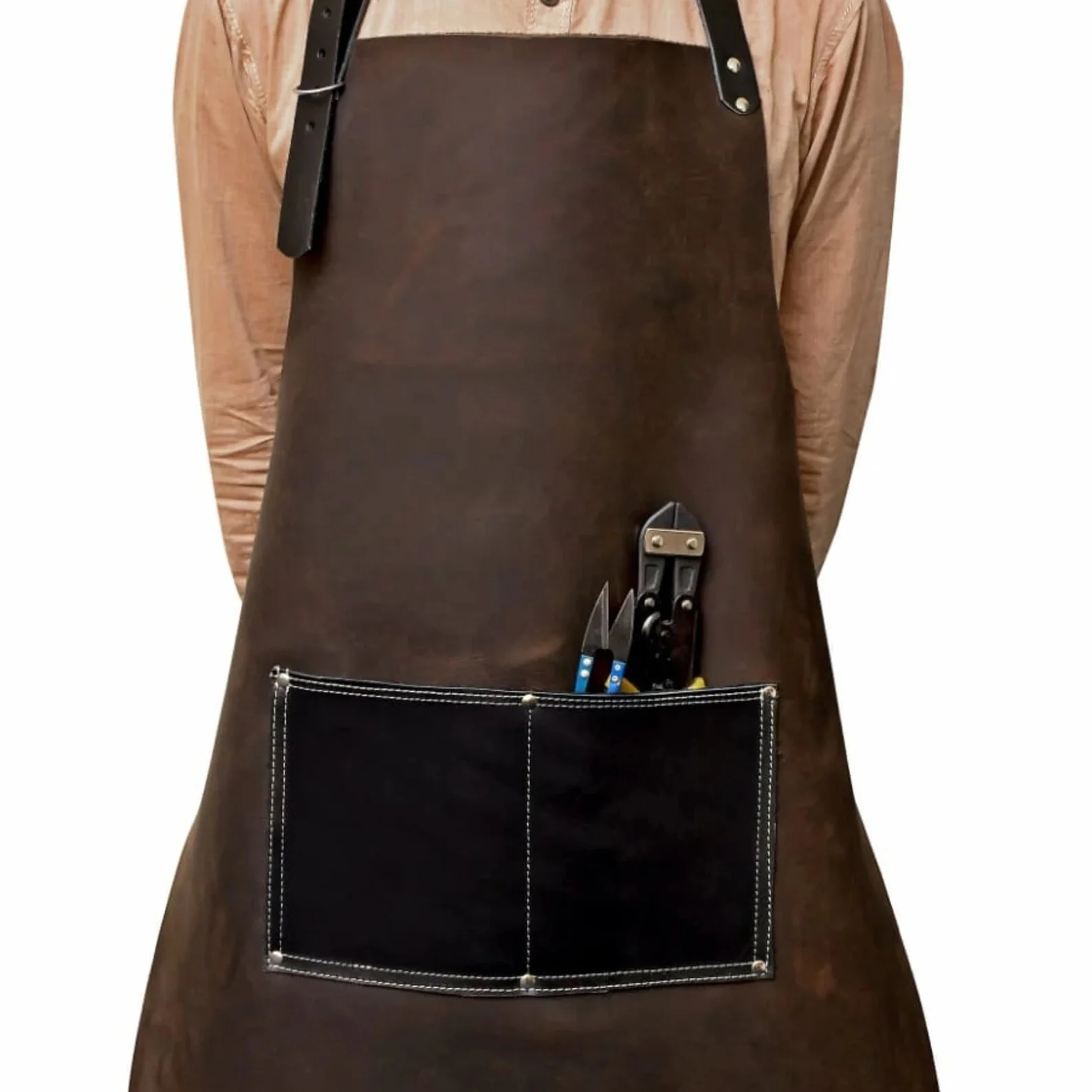 Leather Bartender Apron Barista BBQ Chef Wear Multiple Tools Pocket ...