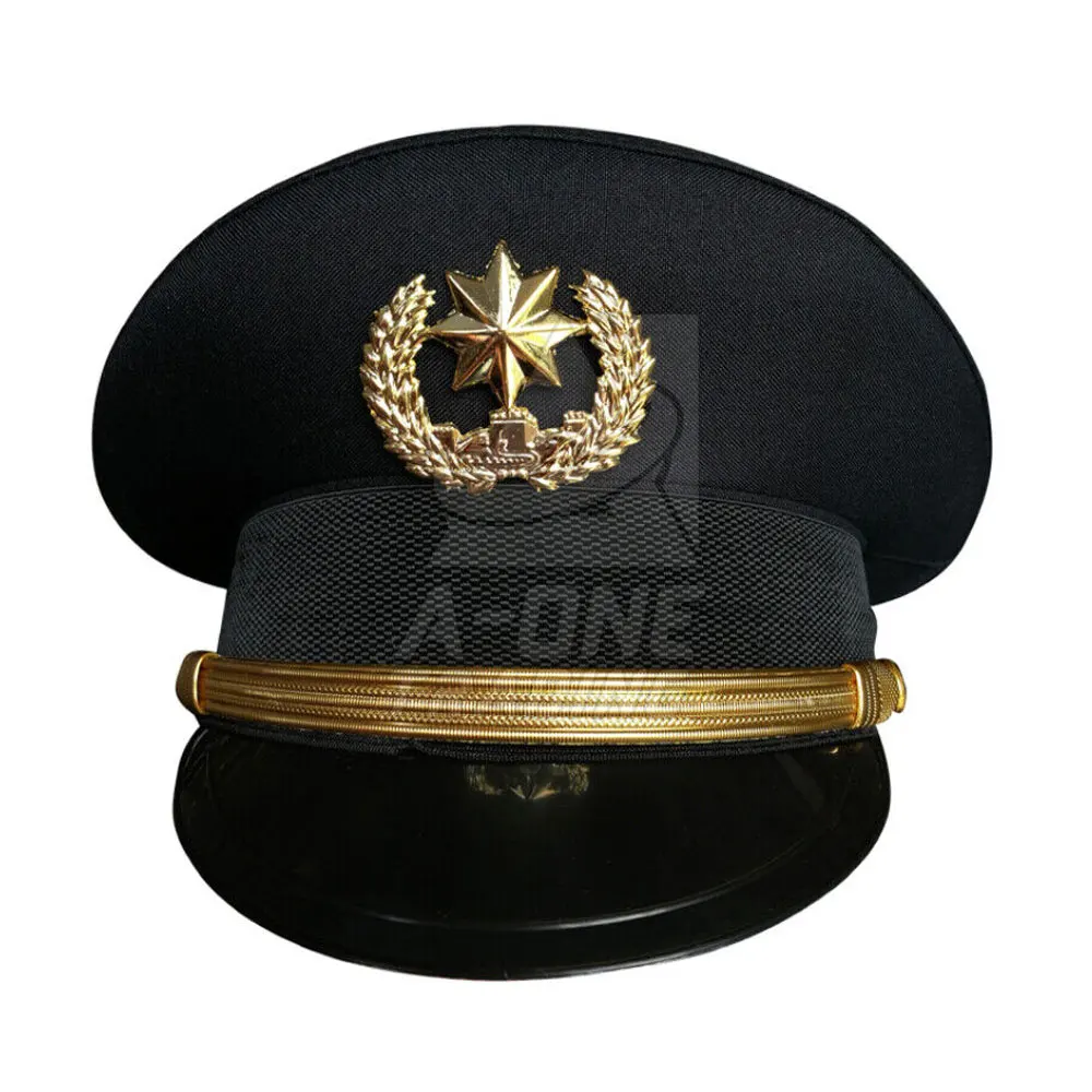 Oem Fashion Black Uniform Officer Hats With Embroidery Customized ...