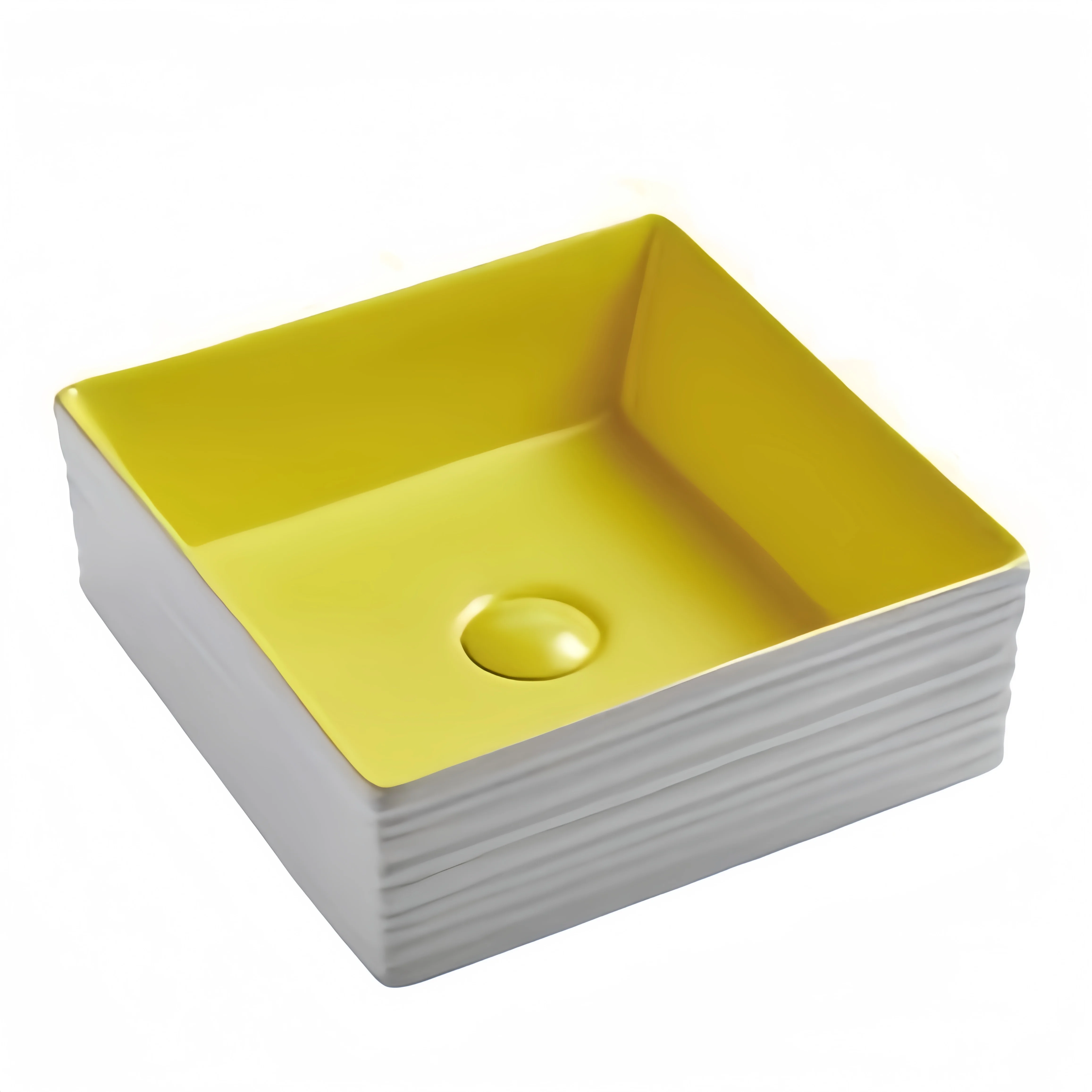 Lively Lemon Yellow Color Art Basin - High Quality Glaze
