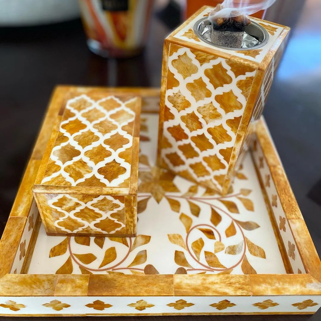 Mother Of Pearl Inlay Bakhoor Mabkhara Bone Inlay Coasters 2023 Mop ...