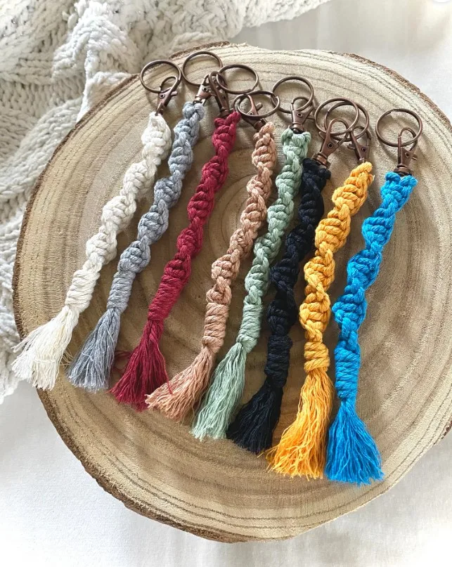 Handmade Evil Eye Bead Macrame Keychain Favors,Personalized Macrame ...