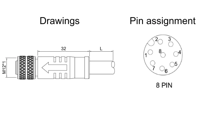 Waterproof M12 Ip67 A Code 8 Pin Ethernet Cable - Buy 8 Pin Cable,M12 ...