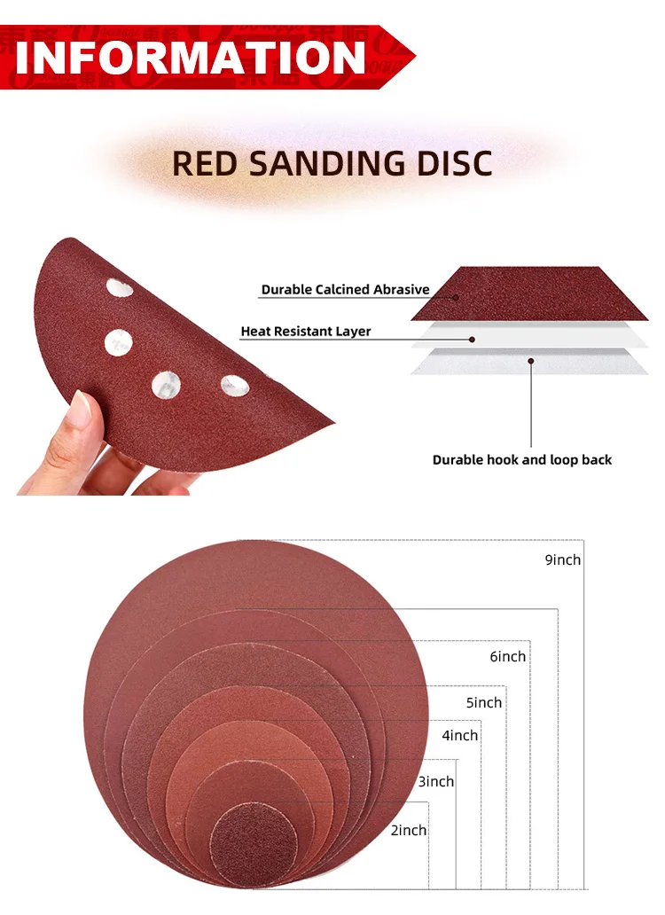 125mm 8Hole Hook and Loop Aluminum Oxide Sanding Disc Round Sanding ...