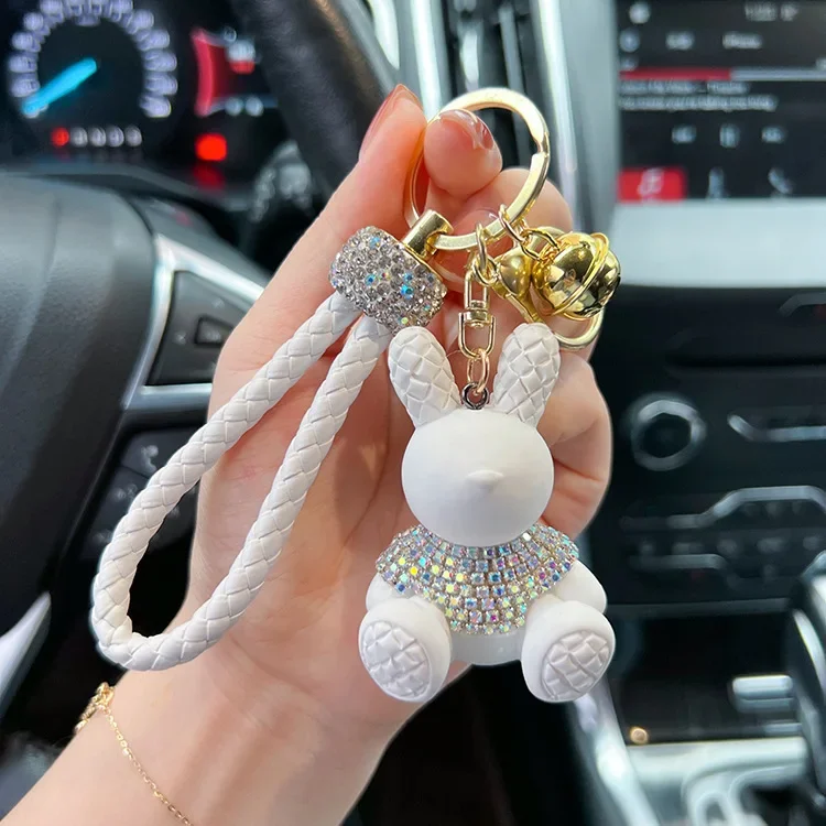 2024 Rabbit Keychain Animal Crystal Rhinestones Key Chain Rabbit ...