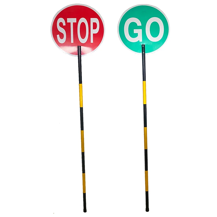 Stop Go Sign 395mm Diameter Reflective Aluminum Paddle And Handle ...