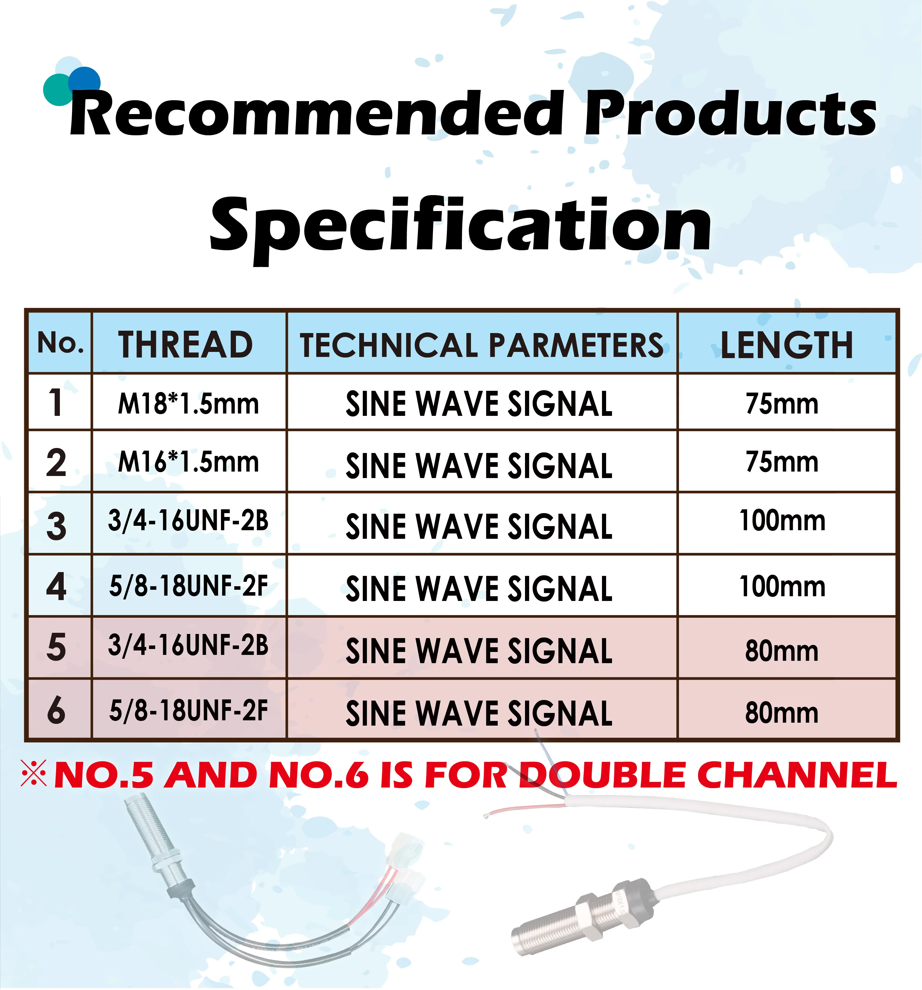 Dual-Channel Hall Speed Sensor 3/4-16UNF-2B Length 80mm Rotational ...
