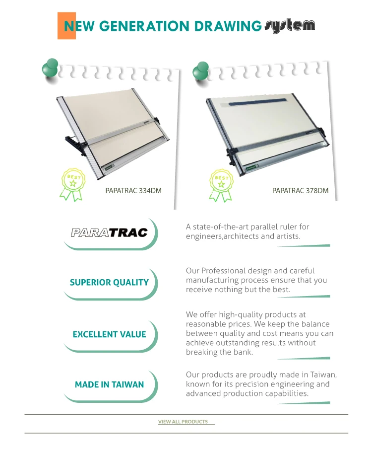 A2 Wide 50.8x66cm Magnetic Surface Paratrac Track Type Parallel Ruler ...