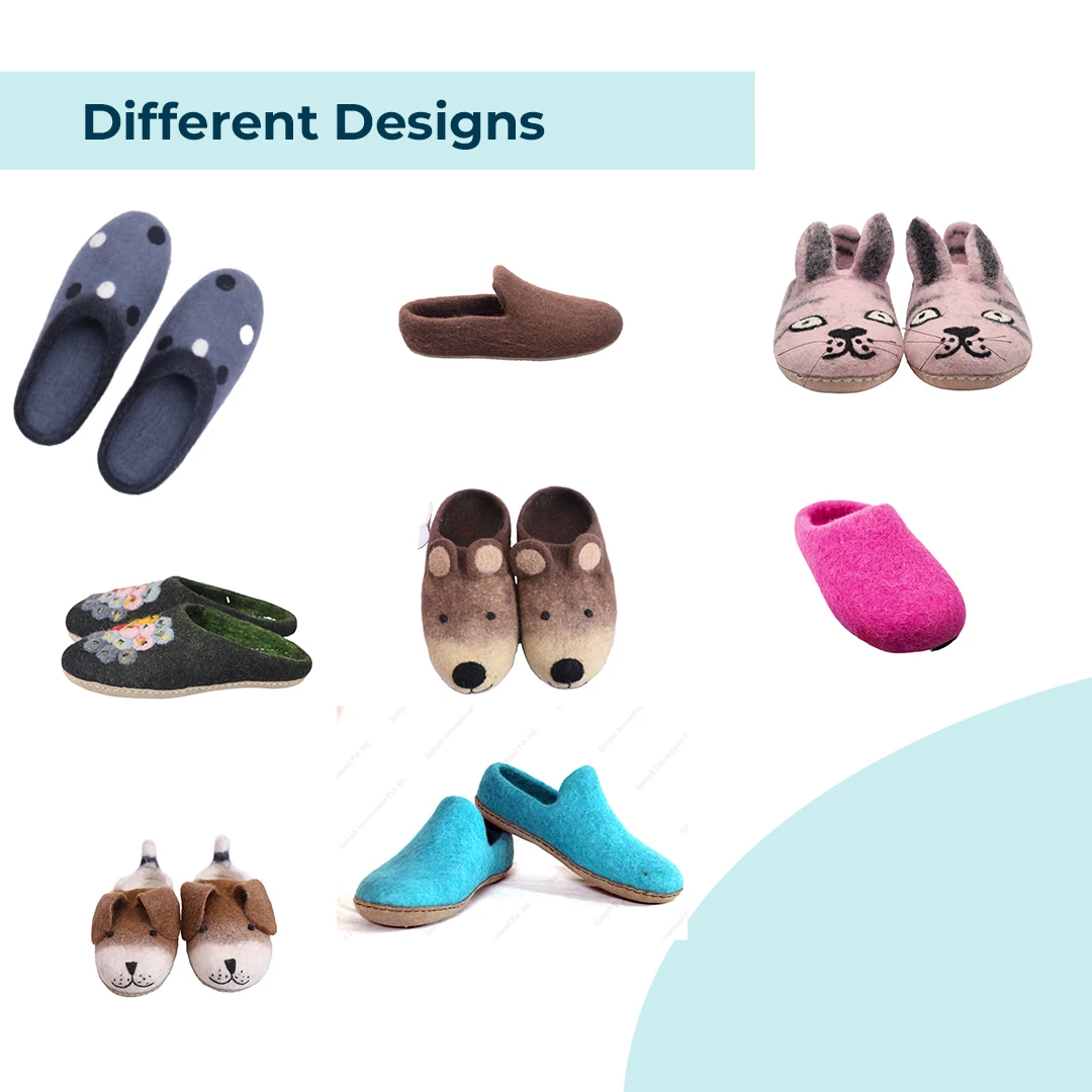 Ocean Blue Color Felt Slippers - Buy Anti-slippery Home Slippers For ...