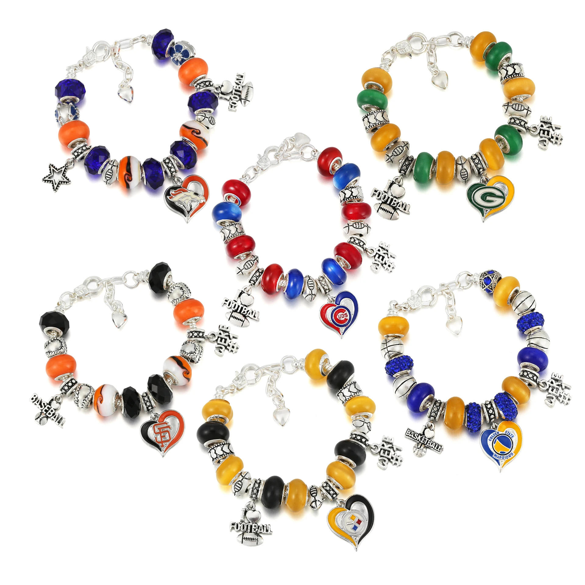 Wholesale Diy Football Team Bangle Baseball Team Charms Bracelets For ...