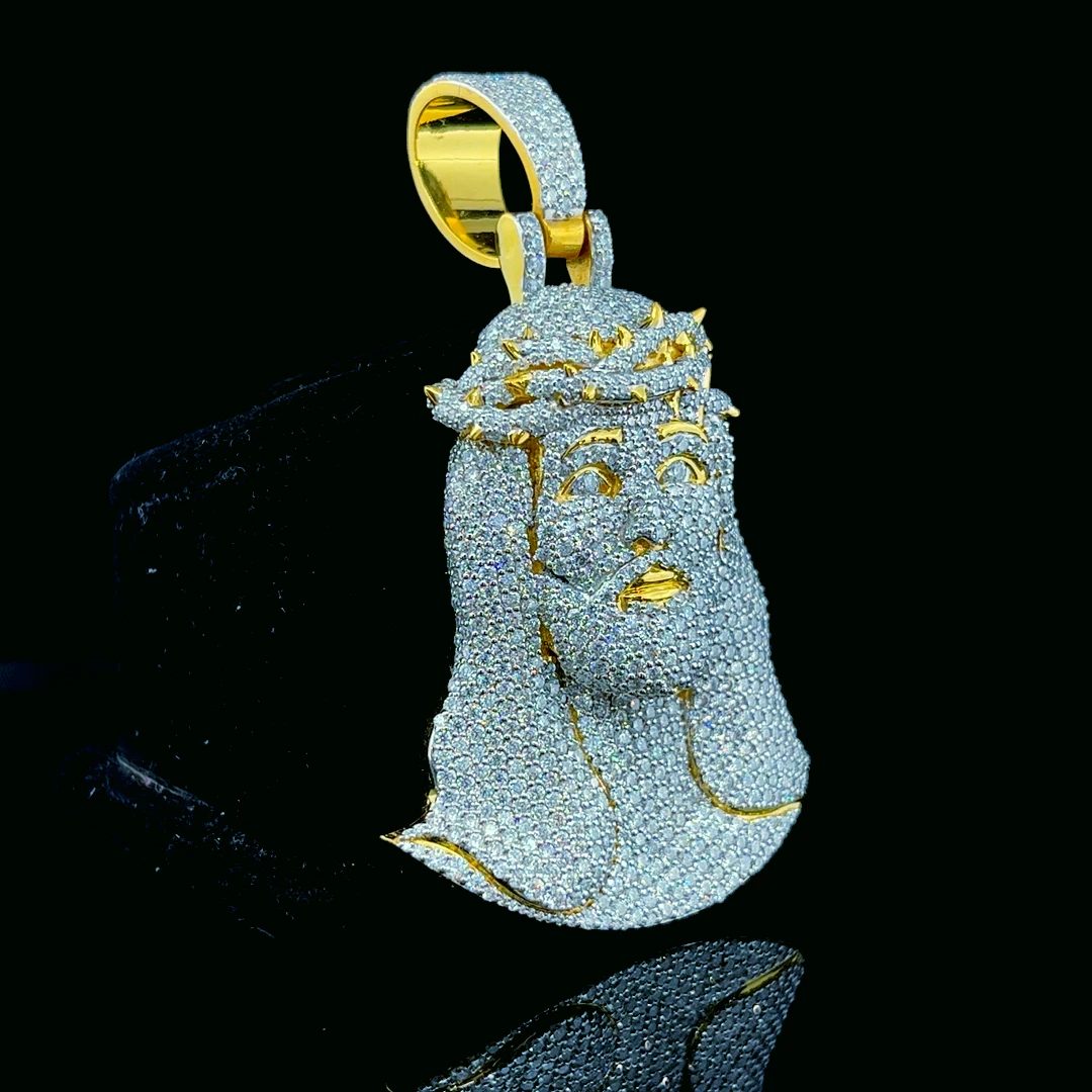 Jesus Pendant 10k / 14k Yellow Gold Pendant Vvs Moissanite Diamond ...