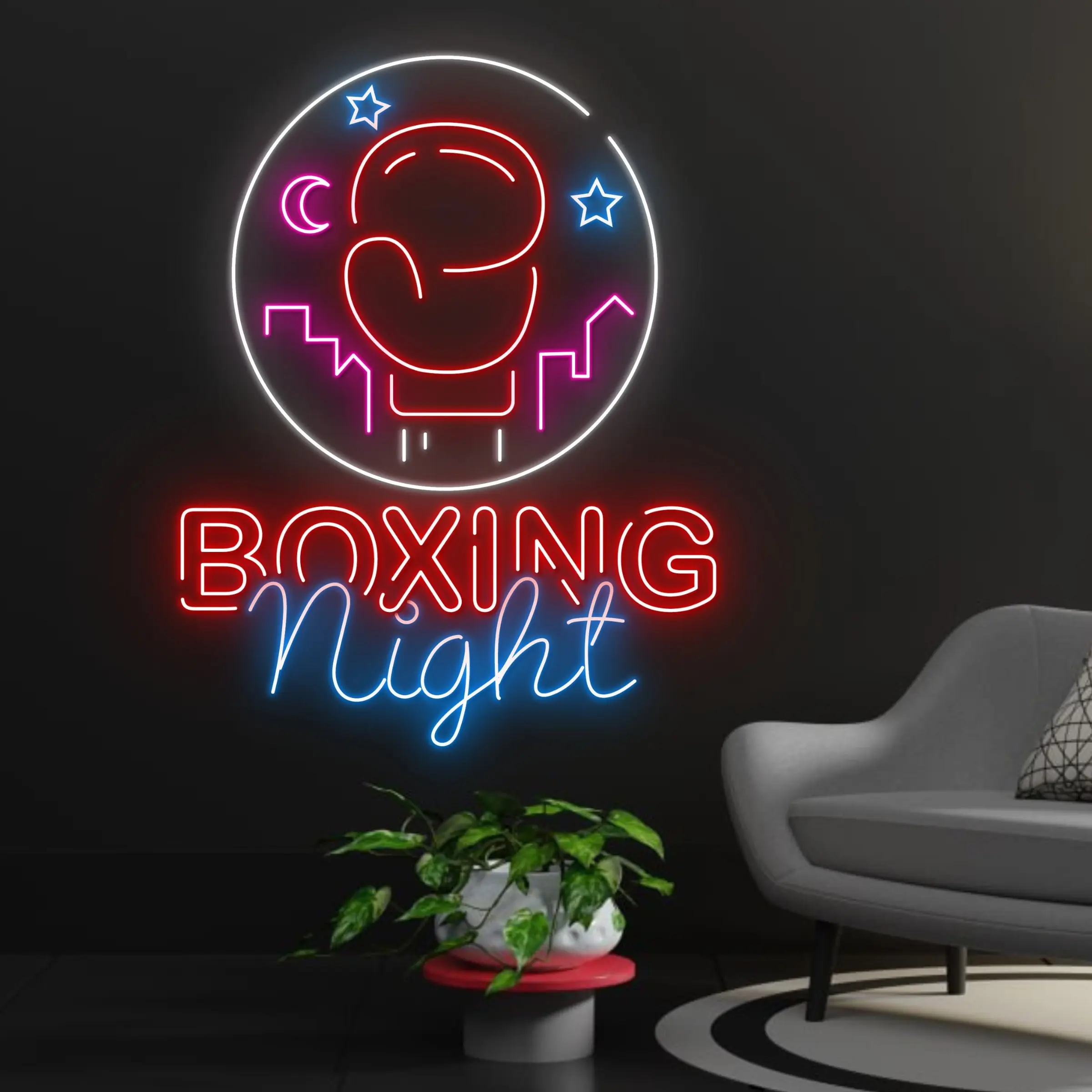 Boxing Night Neon Sign Boxing Gloves Led Sign - Buy Boxing Night Neon ...
