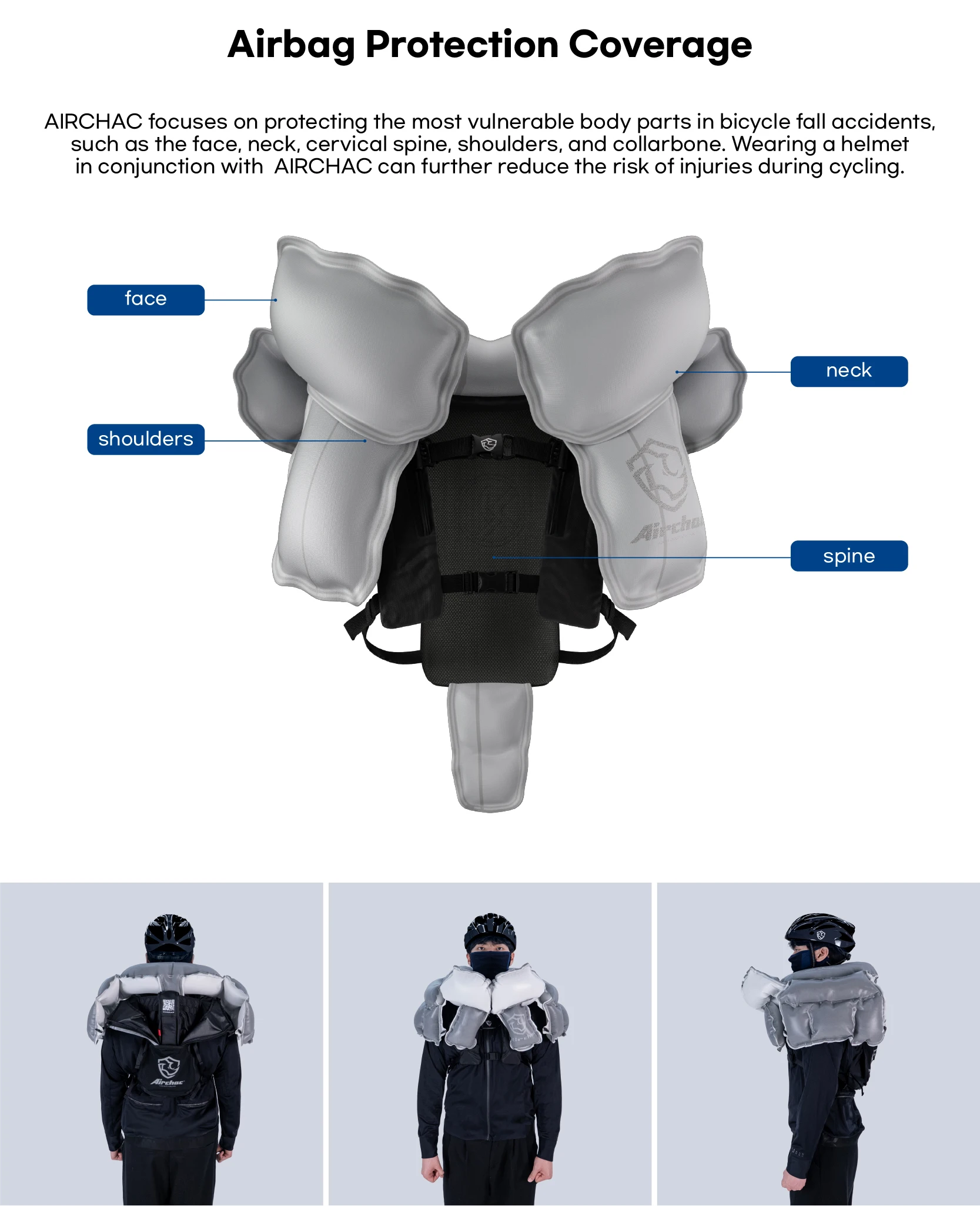Unisex Smart Airbag Vest S1 AIRCHAC for Road and Mountain Bike Riders ...