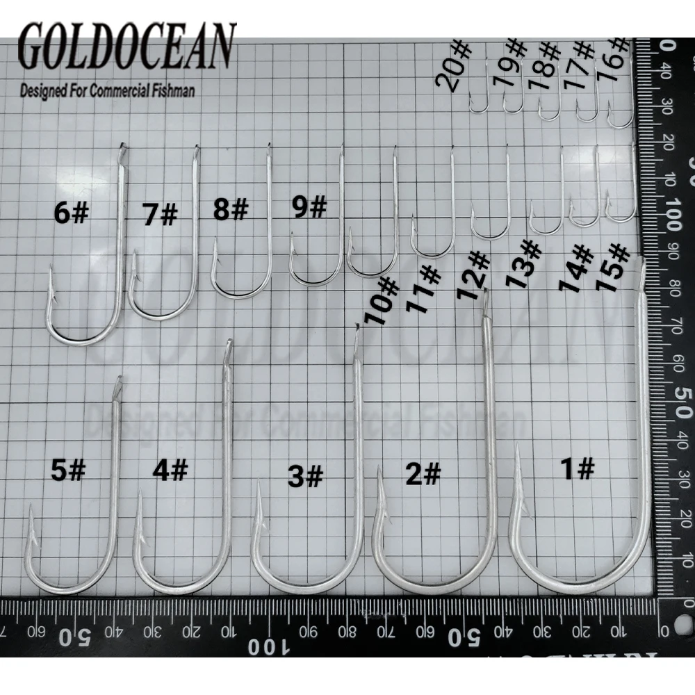 Goldocean 8252 Big Barb Large Flatted Round Bend Sea Factory Direct Fishing Hook Commercial Sea ...