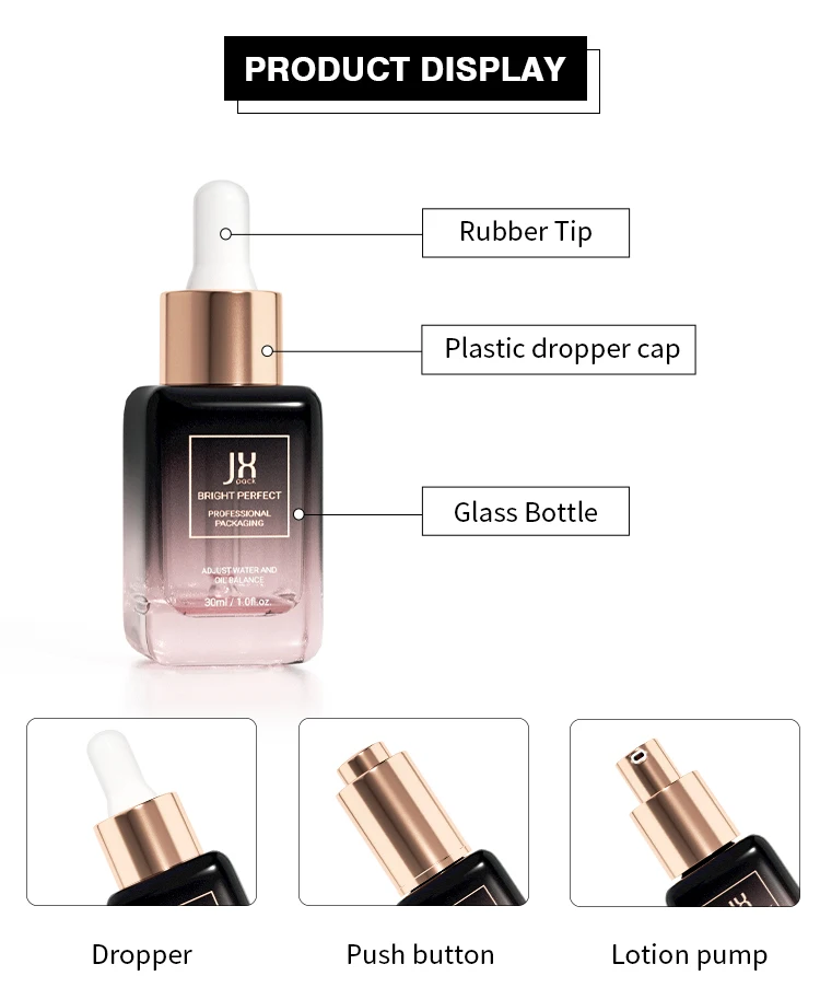 Luxury 30ml 50ml 1oz Ounce Skincare Cosmetic Packaging square Glass ...