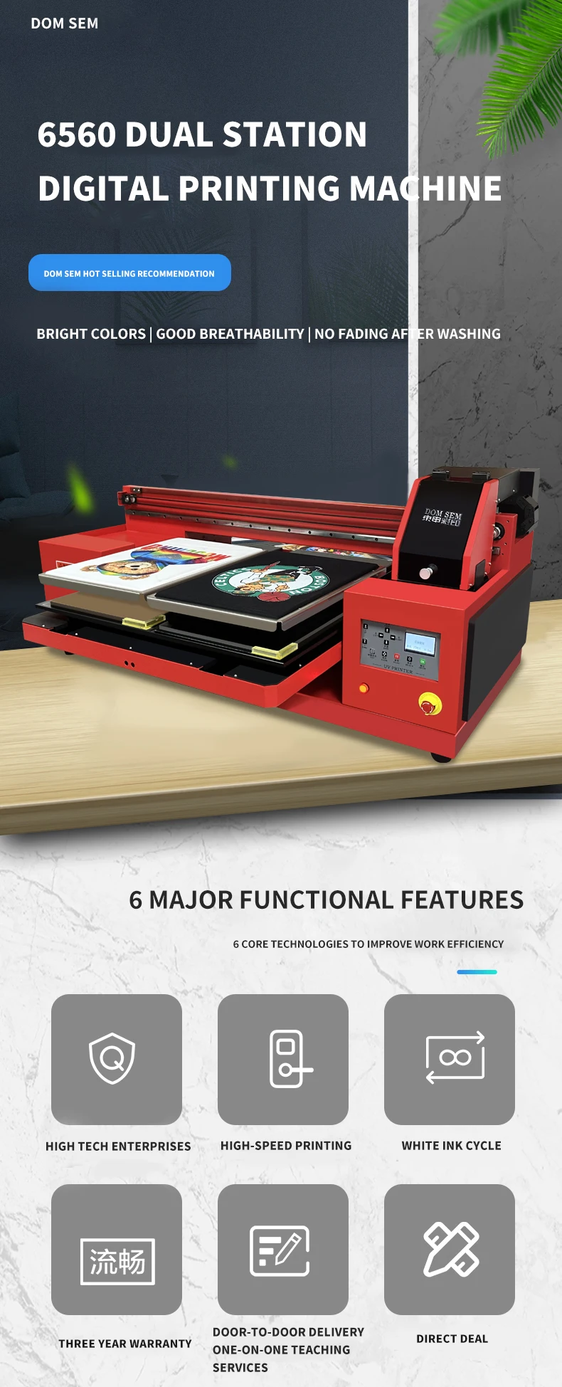 DOMSEM Dual Station Digital DTG Printer - Efficient T-Shirt Printing