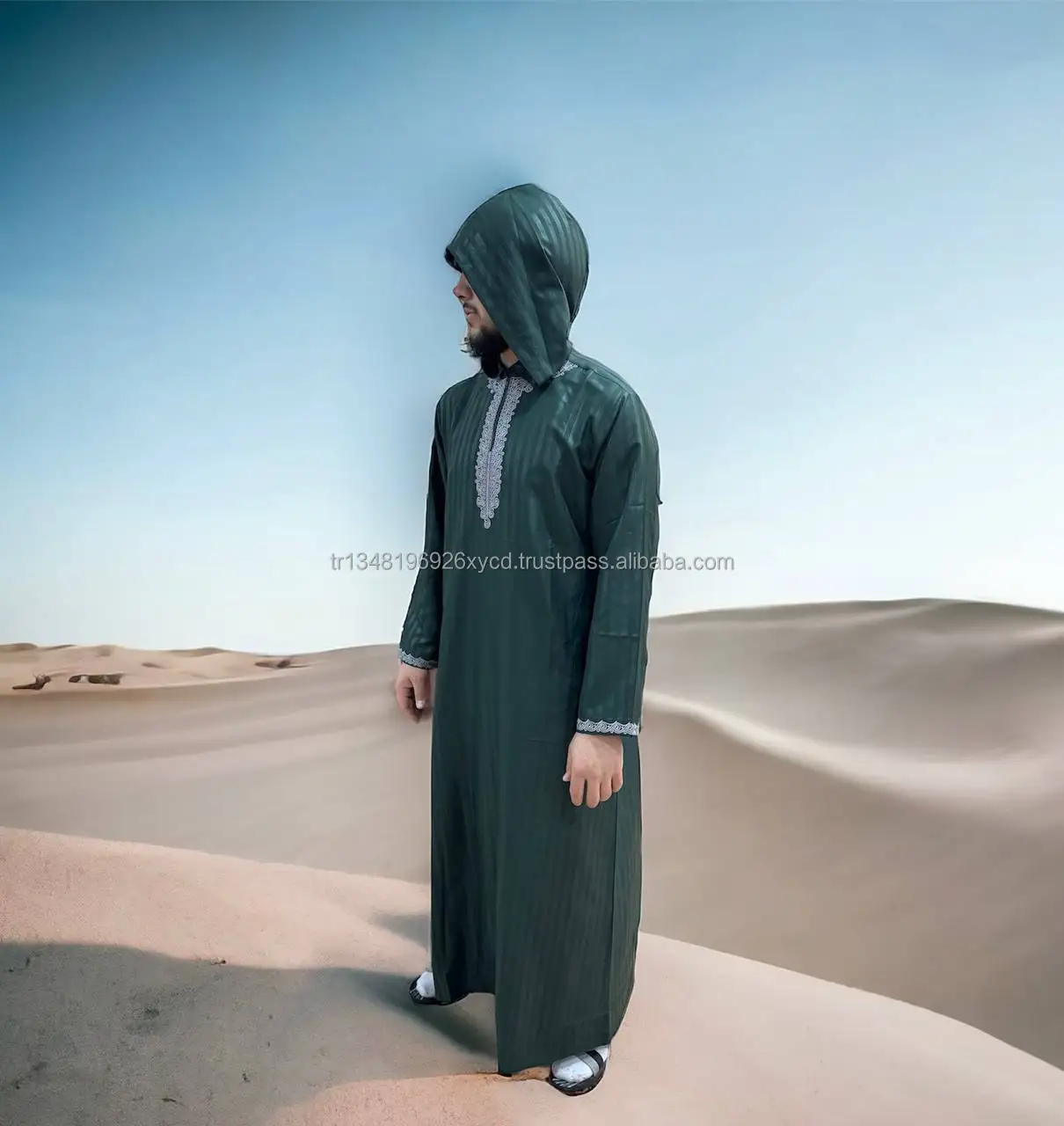 Men Thobe Muslim Male Dress - Islamic Hooded Prayer Cloth