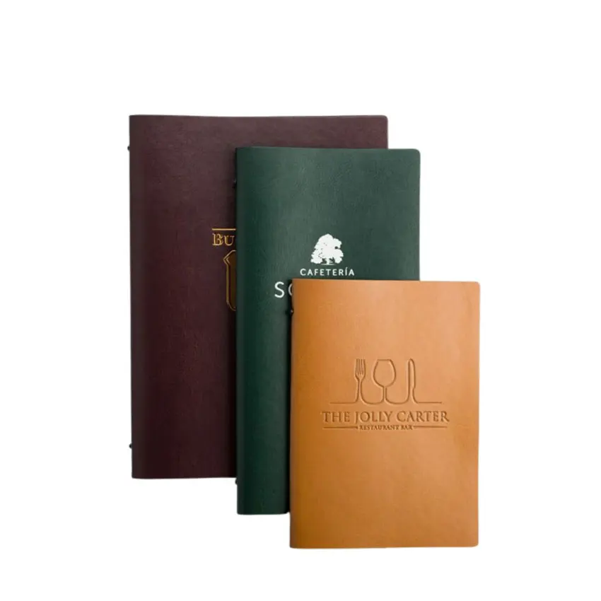 Personalized Restaurant Menu Folder Binder - Custom Leather