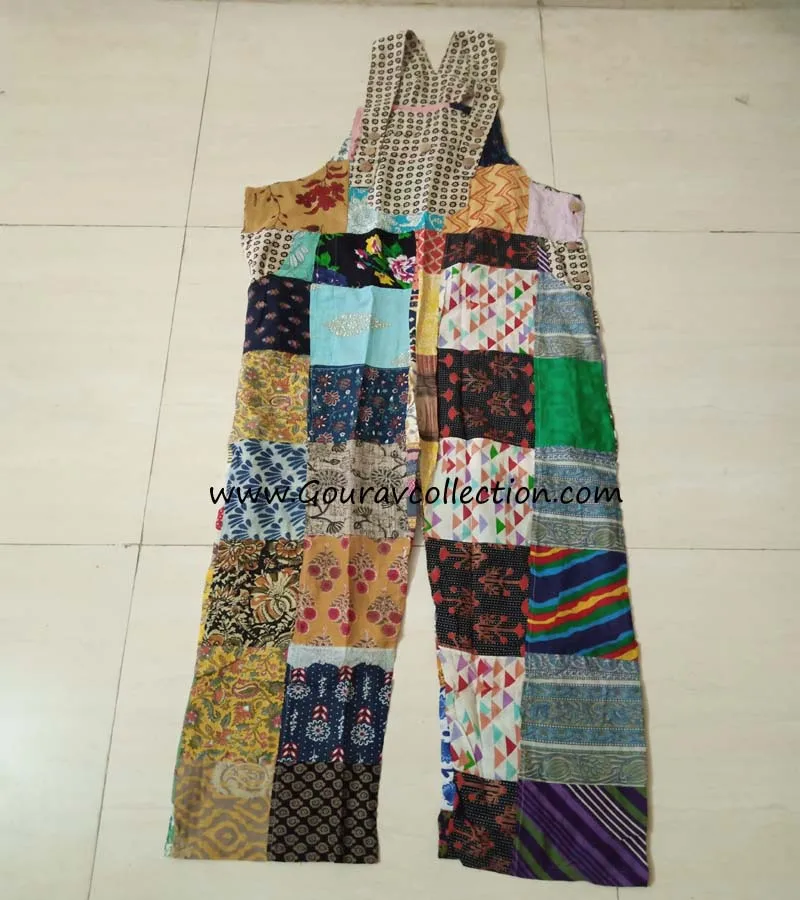 Women Boho Fashion Cotton Fabric Multi Patch Work Jumpsuit Hippie Gypsy ...