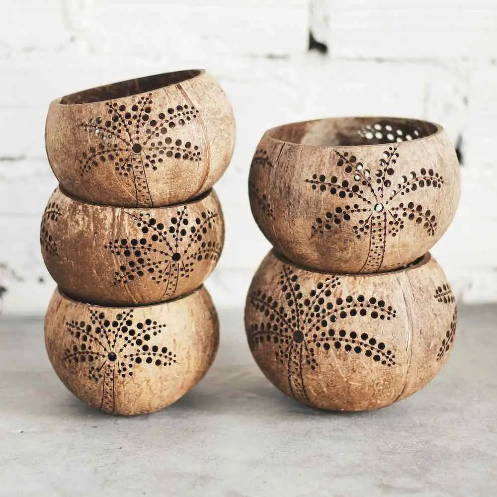 Coconut Shell Candle Holders - Eco-Friendly Home Decor