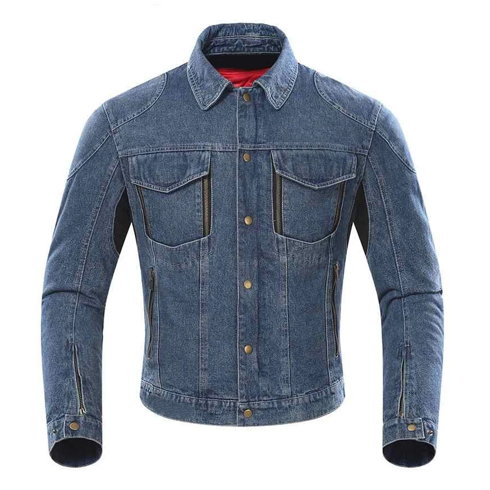 Mens Blue Denim Jacket Classic Jean Outerwear with Turn Down Collar ...