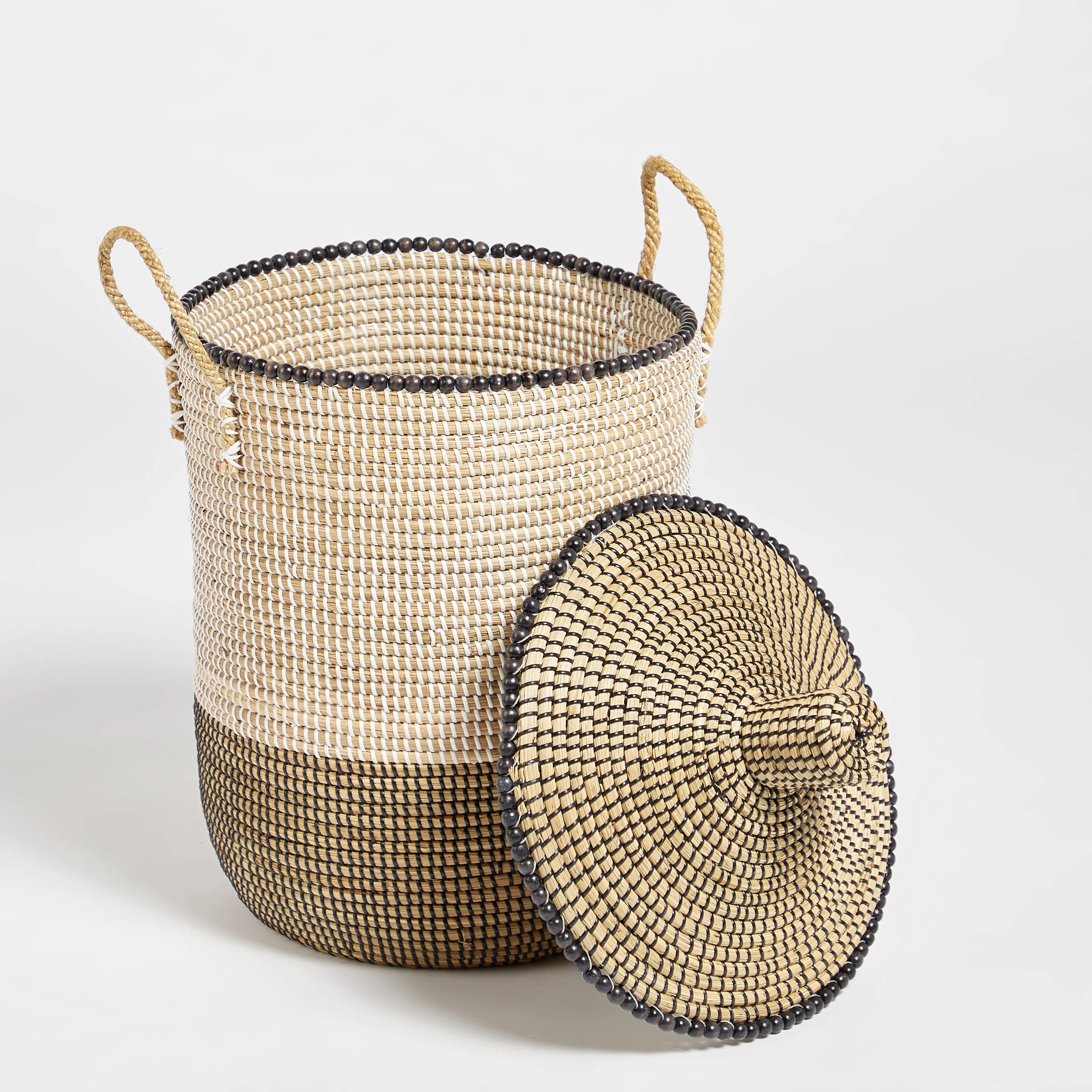 Large Sea Grass Straw Laundry Basket Home Organizer Storage Bin Eco Friendly Seagrass Lidded ...