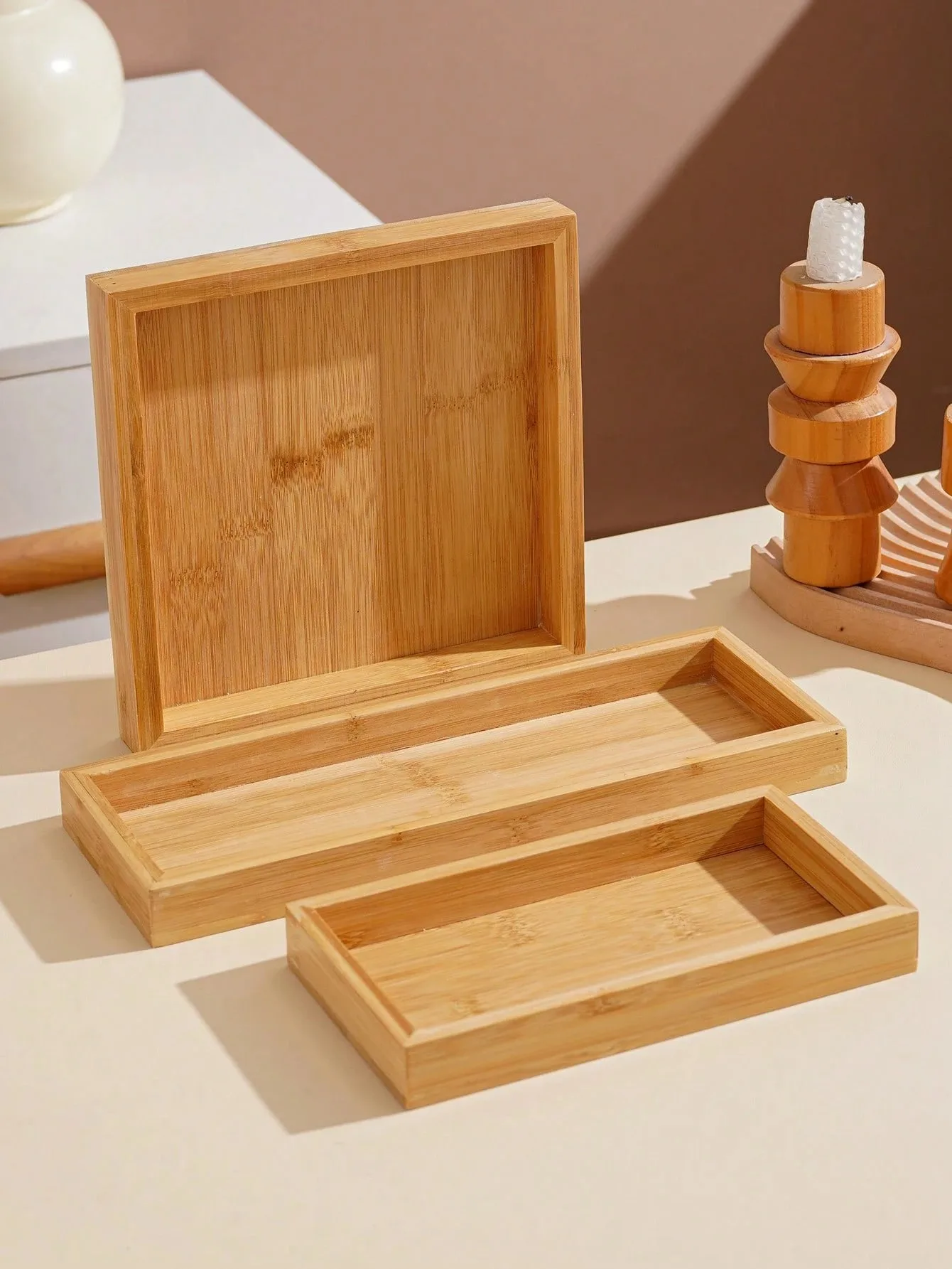 Eco-friendly Bamboo Wood Trays for Utensil Storage