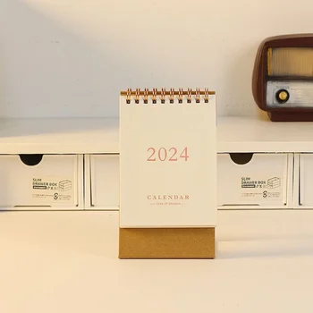 Calendar 2024 Simple Kraft Paper Desk Calendar Check-in Planner Notepad ...