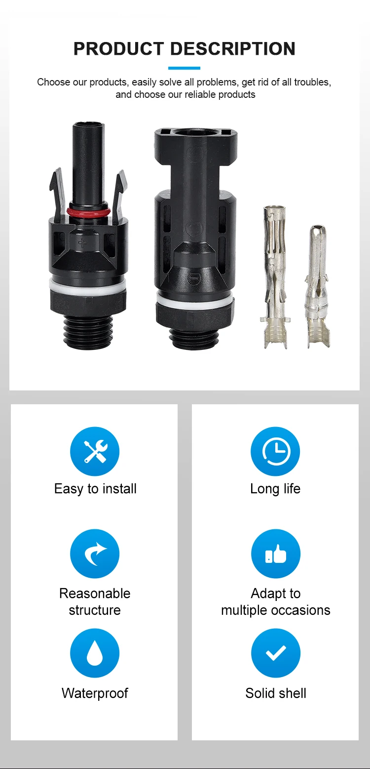 Dc1000v Mc Solar Connector Male Female Pins Customize Dc Solar Panel ...