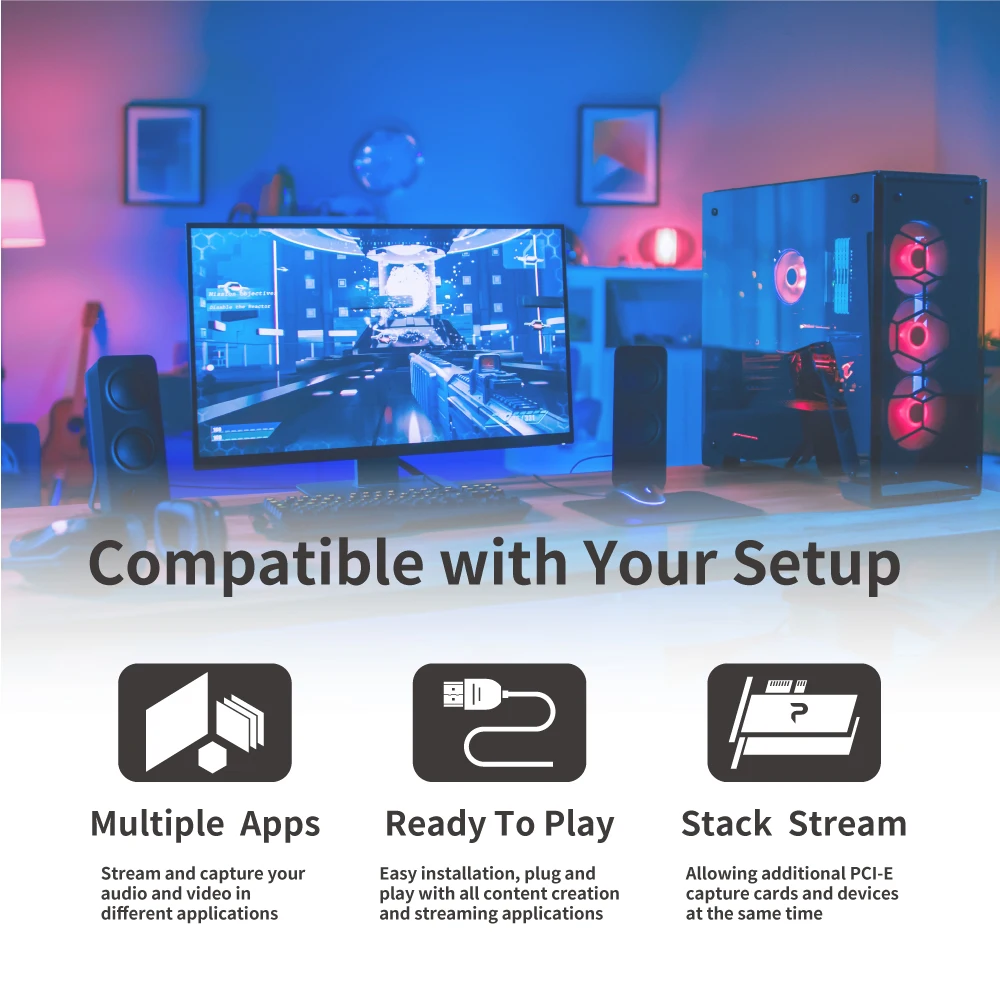 4k Gaming Capture Card Pci-e To 2x Hdmi Video Capture Card - Buy 4k ...