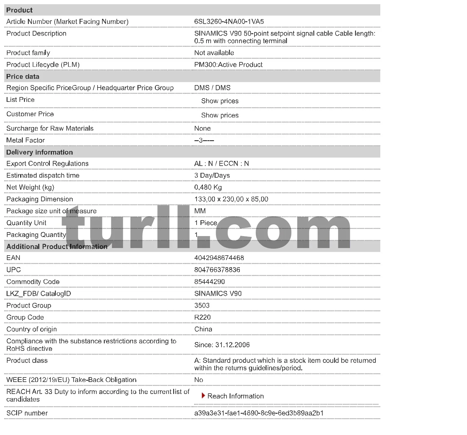 Siemens Sinamics V90 50-point Setpoint Signal Cable Connecting Terminal 6sl3260-4na00-1va5 ...