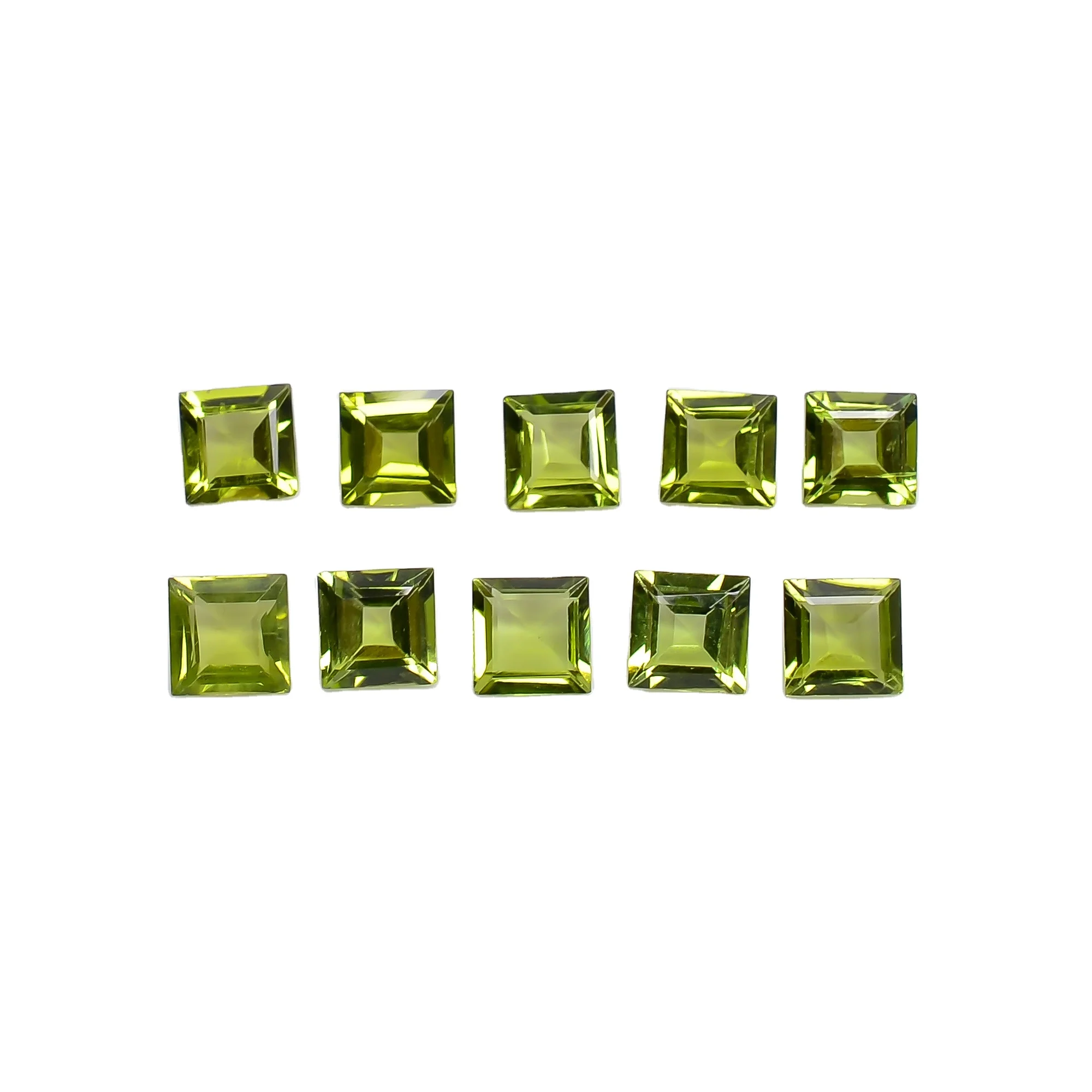 100% Natural Peridot Square Shape Faceted Loose Gemstone Semiprecious ...