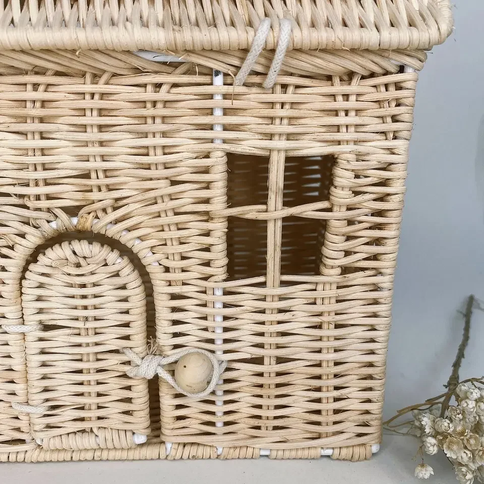 Rattan Decor Kids Room Wicker Dolls House Hand Woven Wicker House Kids ...