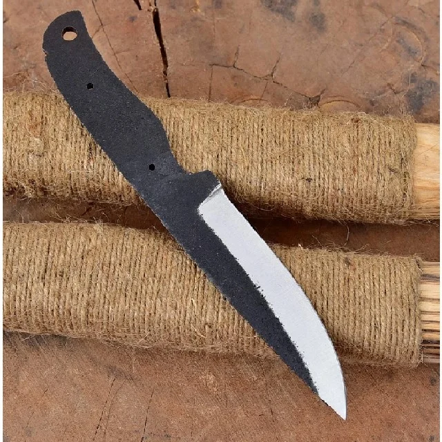 Handmade Carbon Steel Blank Blade Skinner Knife With Fine Leather ...