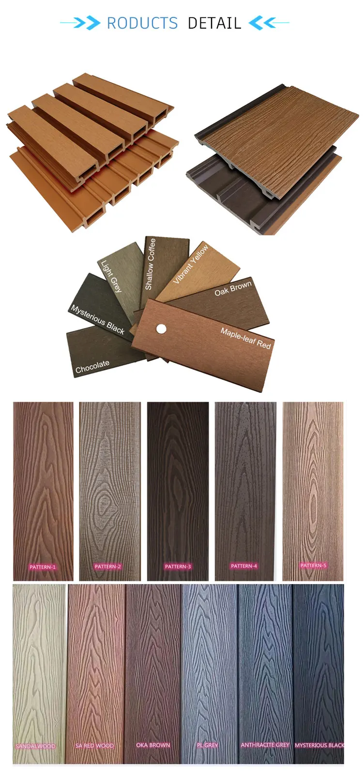 Modern Design Free Sample Custom Color Wpc Wall Board Wood Plastic Wall ...