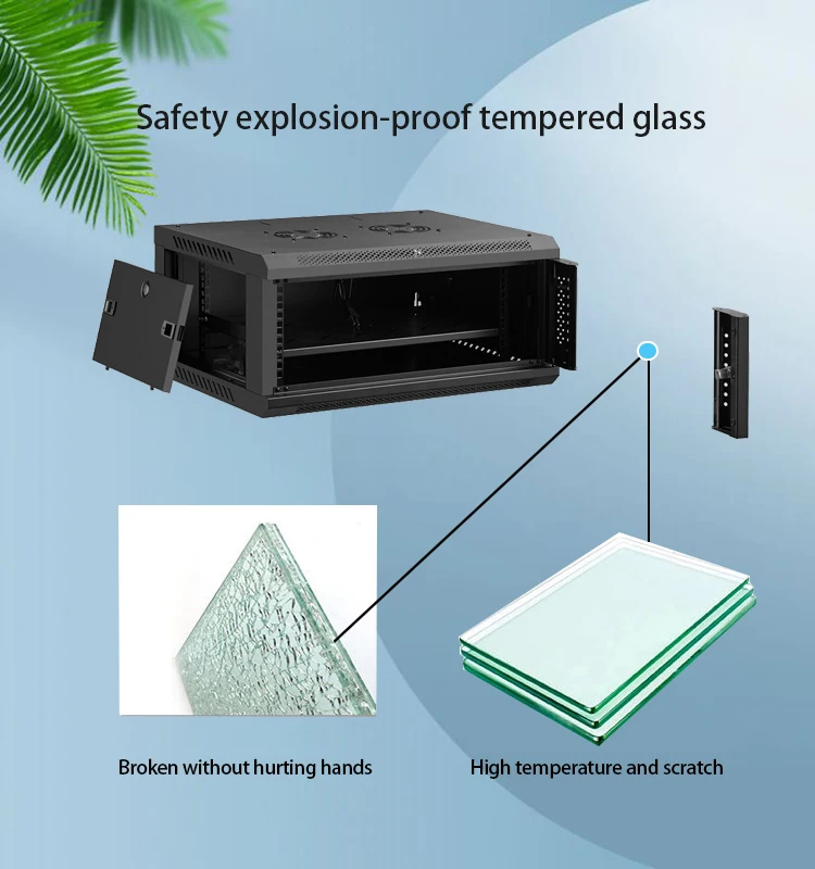 4u Wall Mount Server Cabinet It Network Rack,Cooling Fan,Standard Glass ...