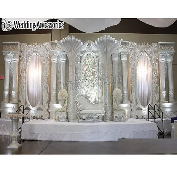Modern Theme Wedding Fiber Stage Setup Dreamy Wedding Reception Night ...