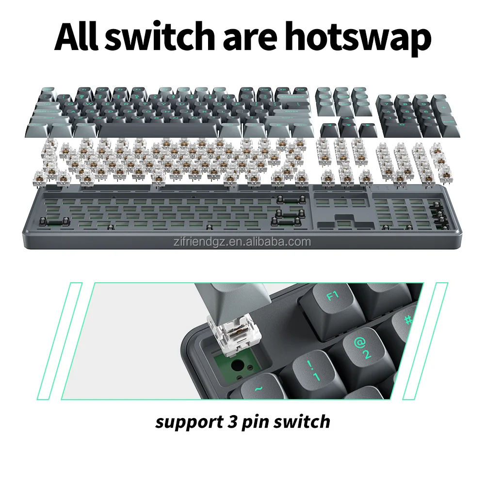 ZIFRIEND ZT104 Gaming Keyboard - Full Size, Backlit, Mechanical