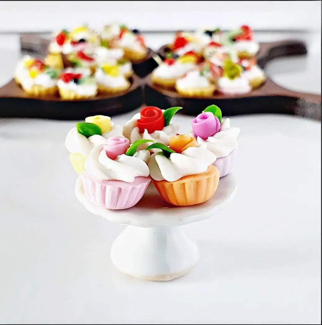 Diy Toy Miniatures Food Bakery Cupcakes Set Mini Dollhouse Accessories ...