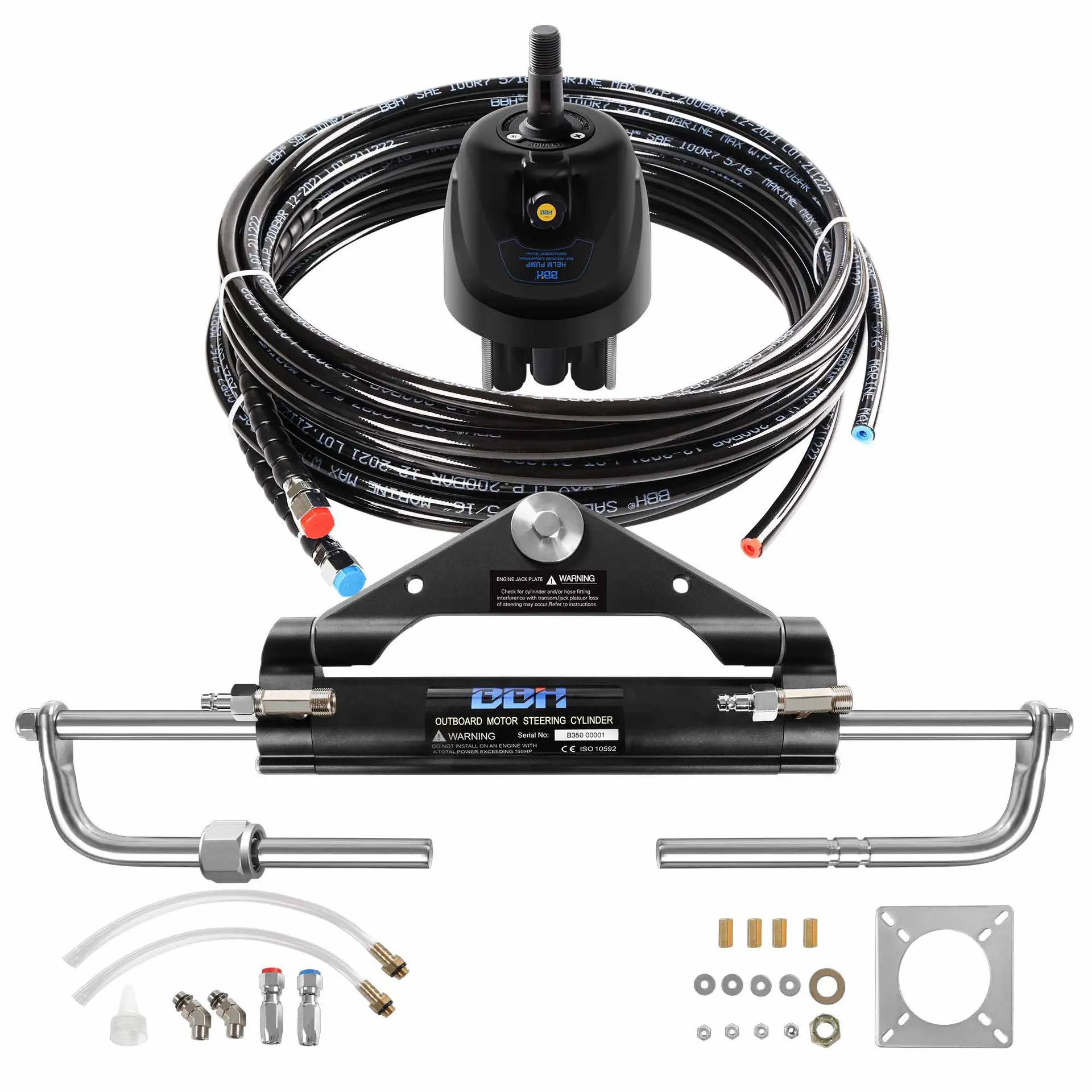 New Marine Boat 150HP Hydraulic Outboard Steering System Kit with ...