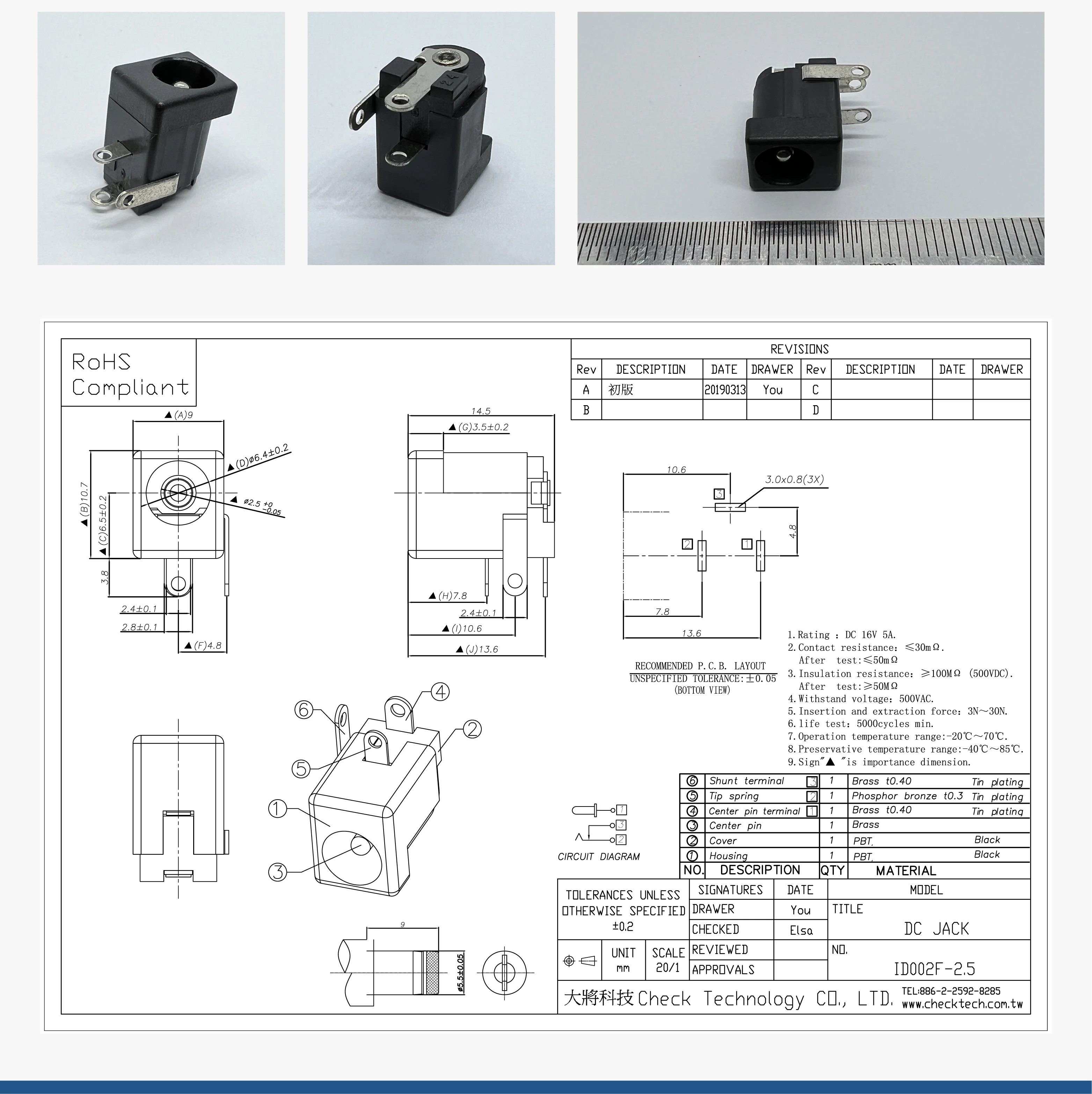 Dc Power Plug Socket Connector Panel Mounting Power Id-dc Jack With ...