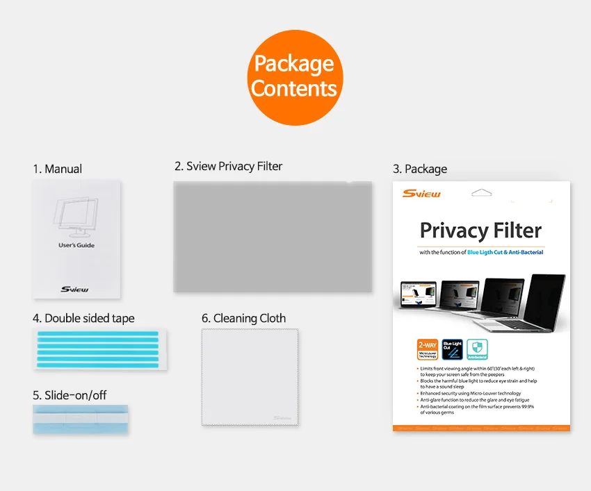 Sview Privacy Filter Anti-spy Peeping Screen Eye Protection Anti Blue ...