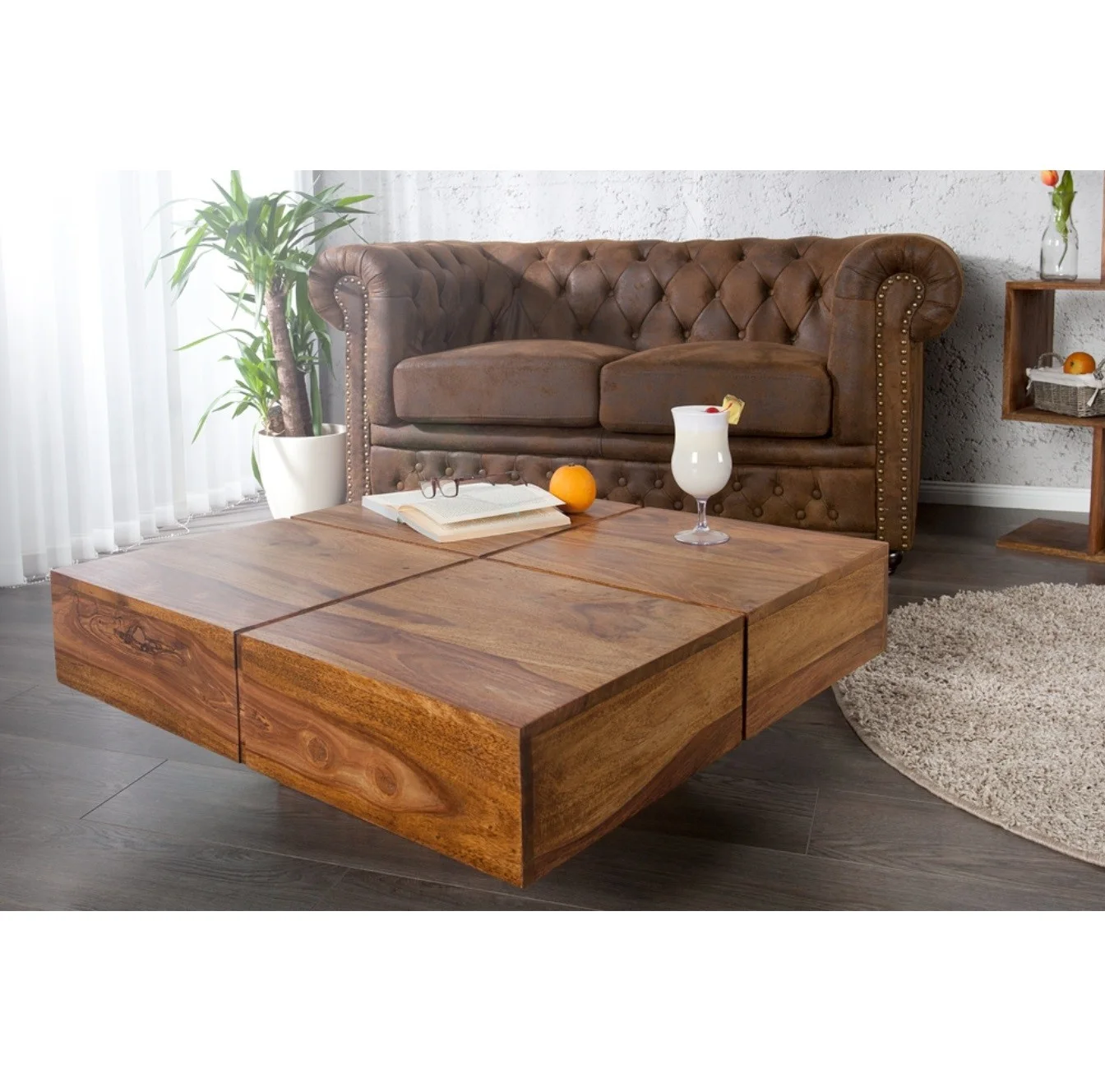 Solid Wood Square Coffee Table for living room furniture interior ...