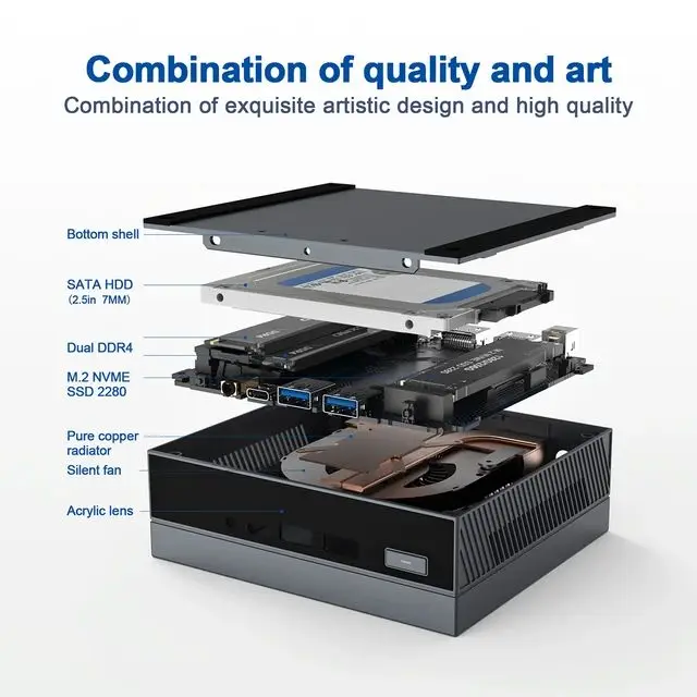 原装xkw Gxmo Gx55迷你电脑英特尔赛扬n5105第11代英特尔超高清显卡win 11/固态硬盘m2 Nvme无线5g 4k显示器 ...