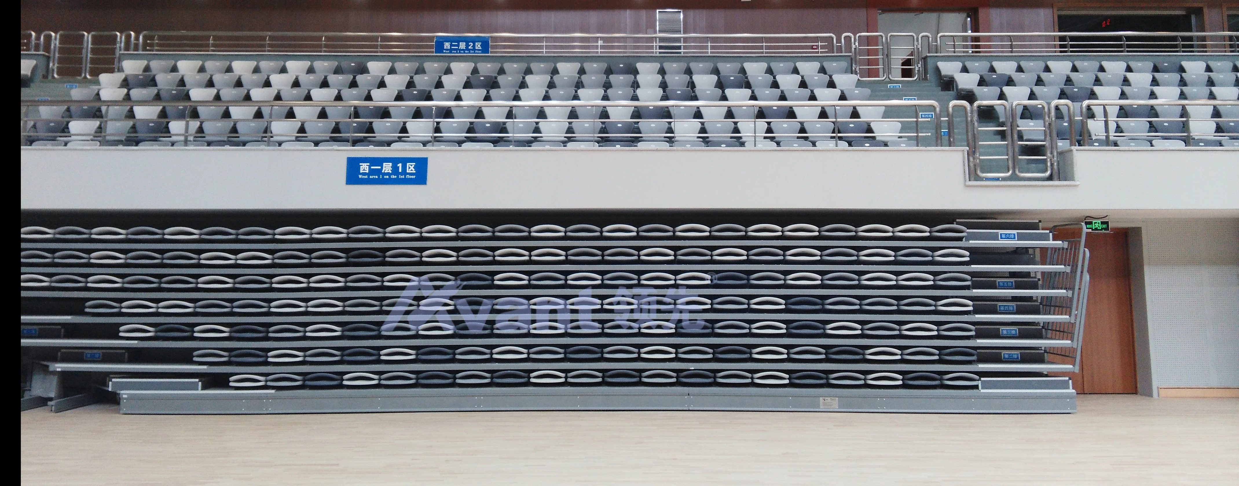 Avant Telescopic Platform Bleacher Systems Arena Indoor Space Saving ...