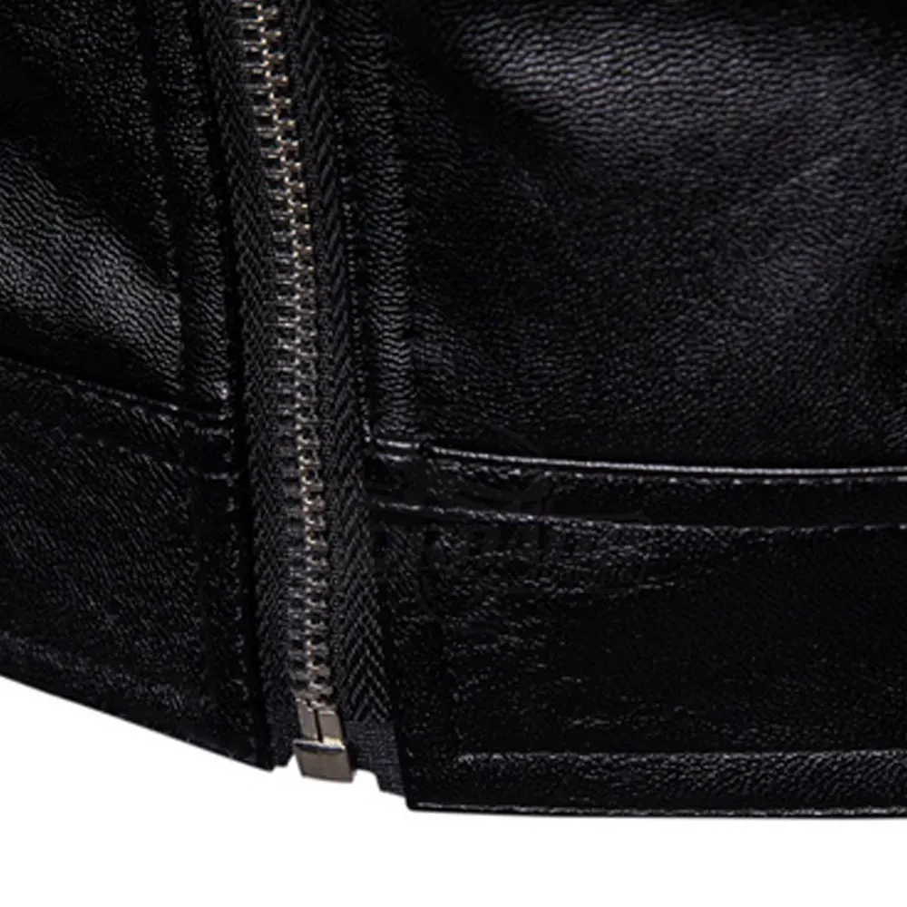 Men's Winter Leather & PU Leather Jacket with Stand Collar-Wholesale ...